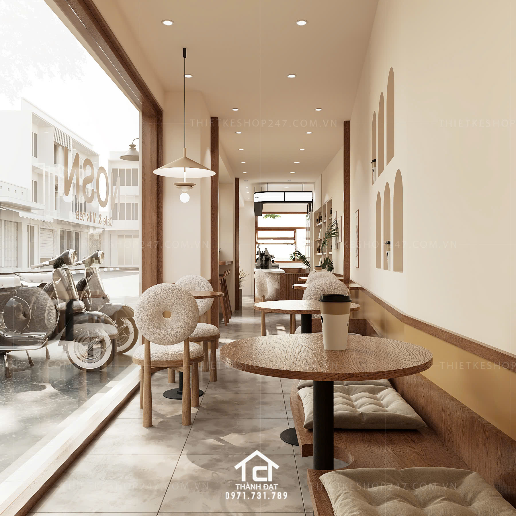 Thiết kế quán trà sữa, cafe đẹp ấn tượng và sang trọng – NOSN