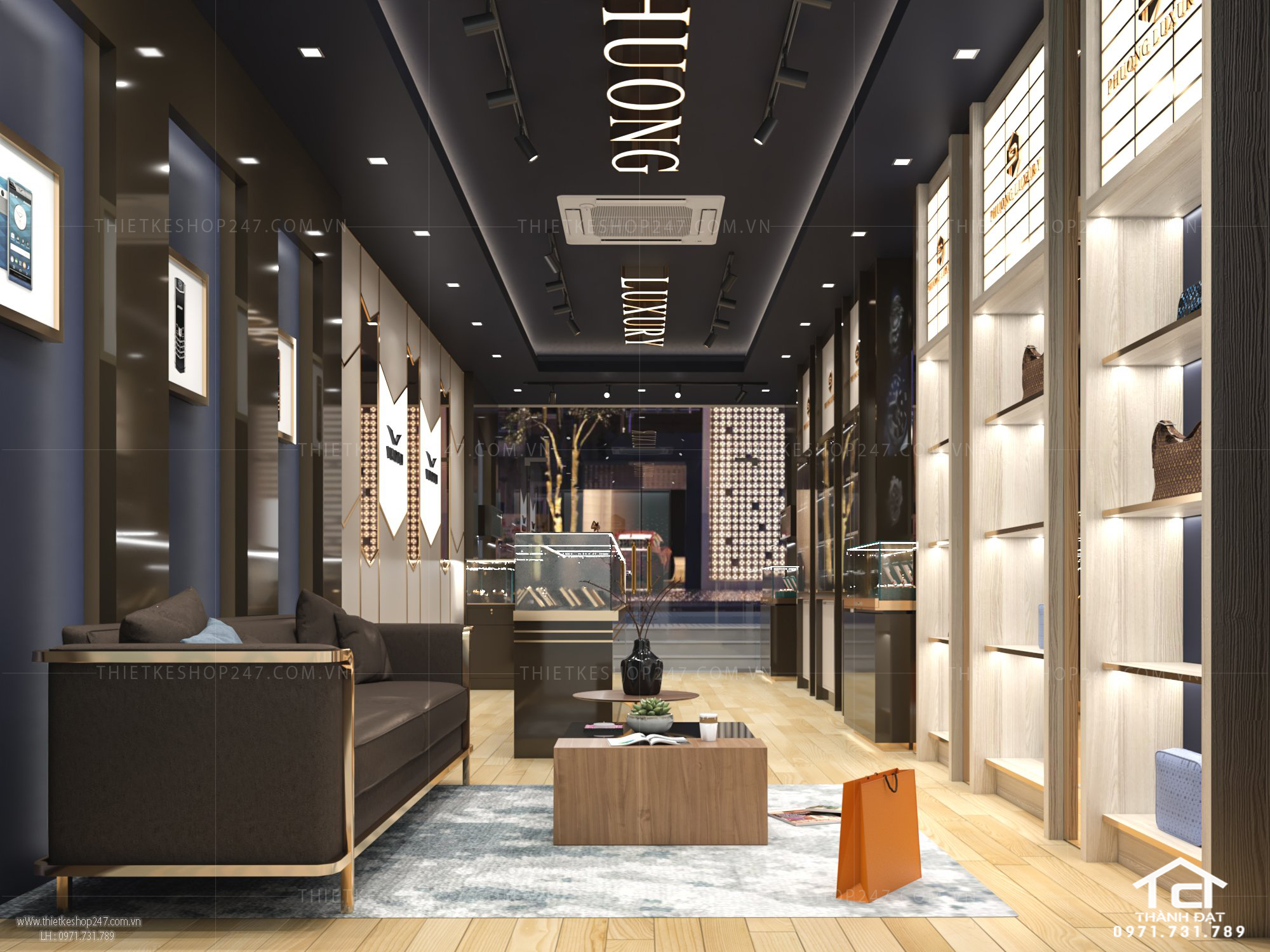 Thiết kế shop đồng hồ diện tích lớn sang trọng – PHƯƠNG LUXURY