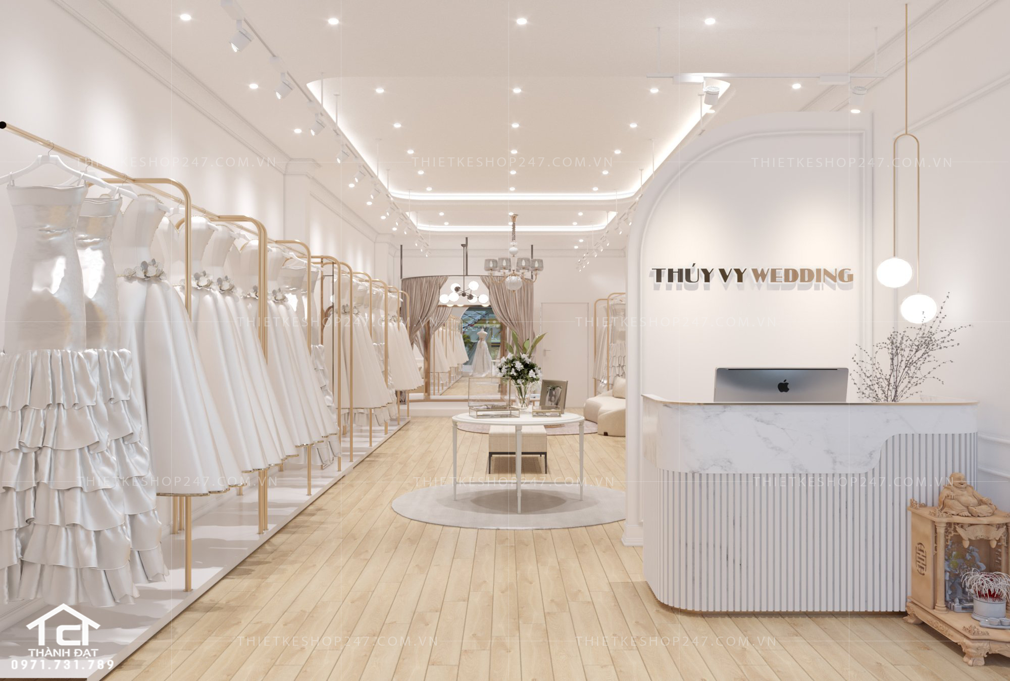 Thiết kế shop studio áo cưới nhỏ đẹp, sang trọng – Chị Thúy Vy