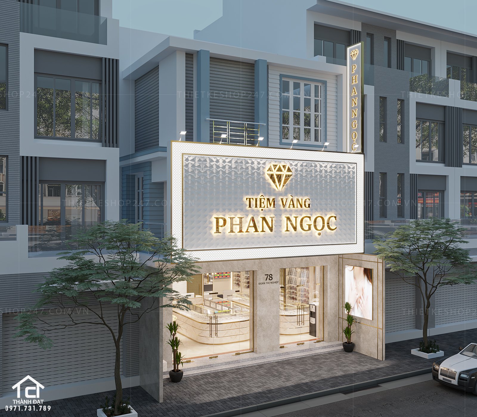 Thiết kế tiệm vàng đẹp sang trọng và rất hiện đại – TIỆM VÀNG PHAN NGỌC