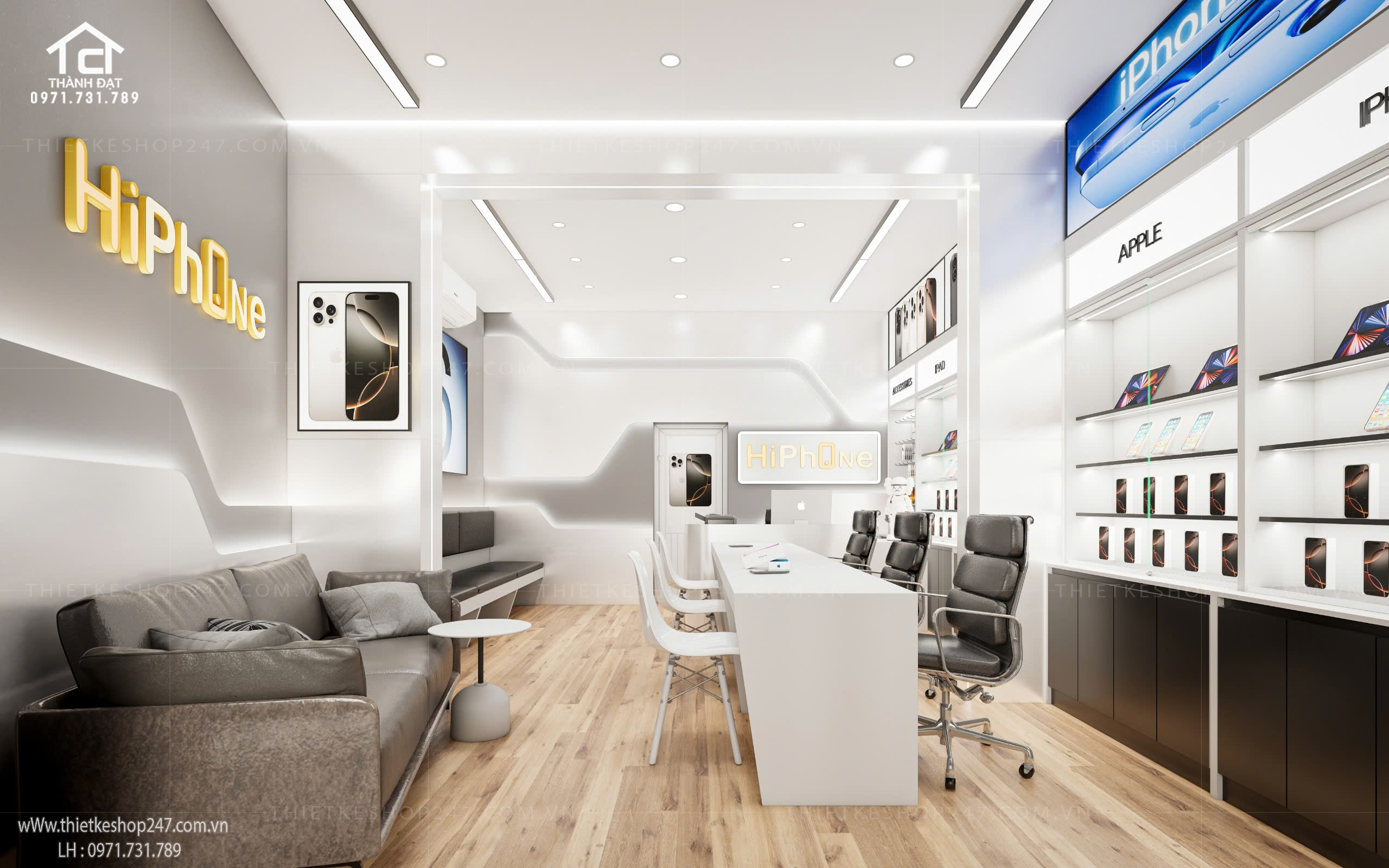 Thiết kế shop điện thoại đẹp trẻ trung và sang trọng – HIPHONE