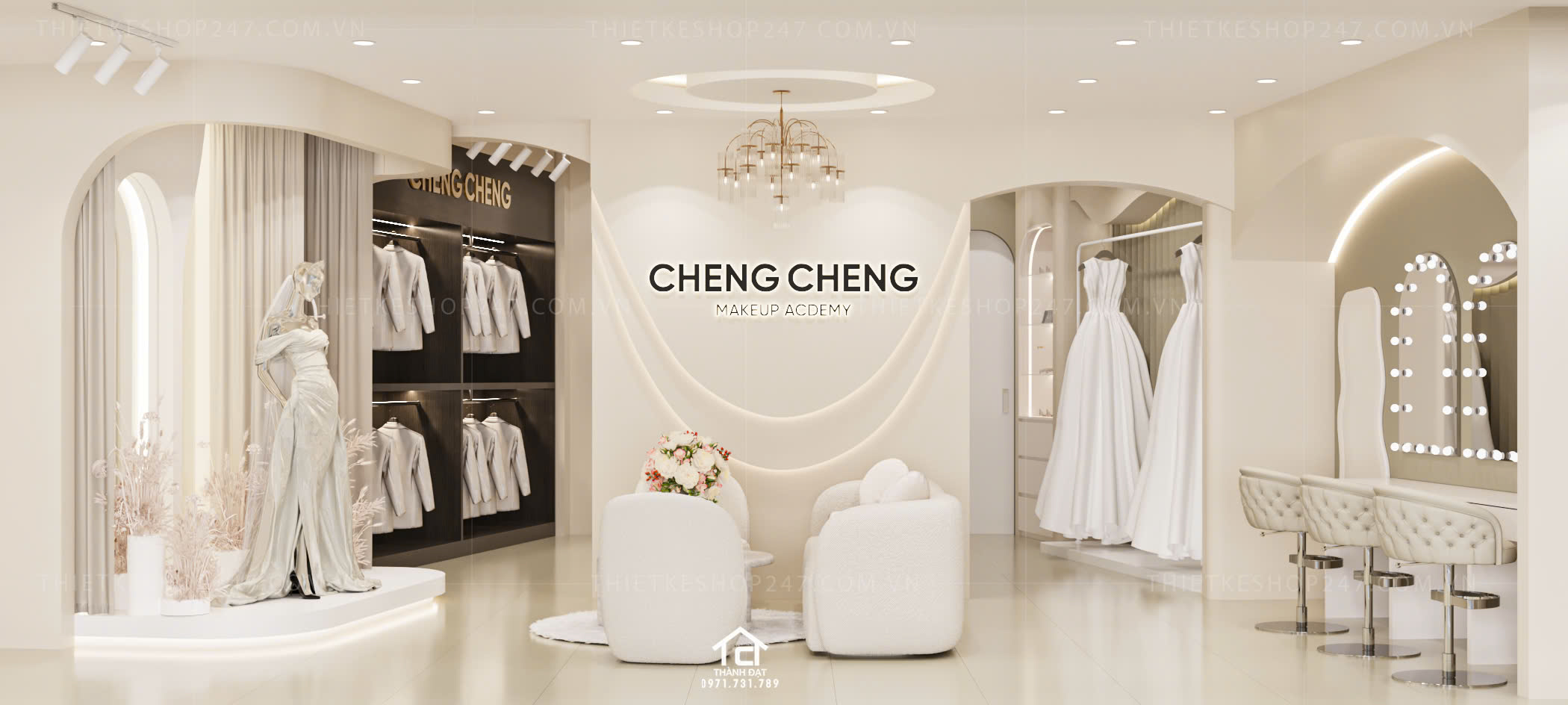 Thiết kế studio áo cưới đẹp tinh tế và sang trọng – CHENG CHENG